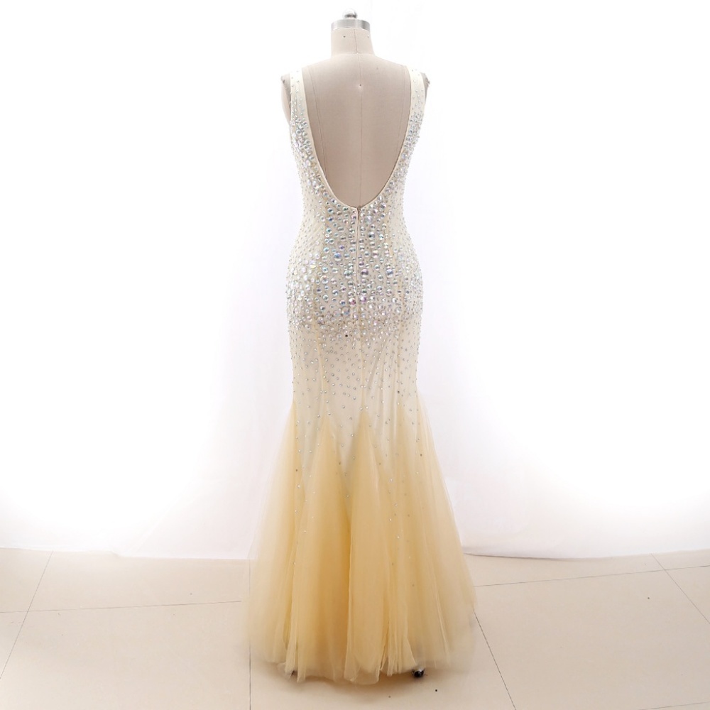 Sheath Crystal Prom Pageant Gown Evening Dresses - Gem